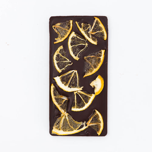 Tablette chocolat noir citrons Meyer | PLAQ Chocolat